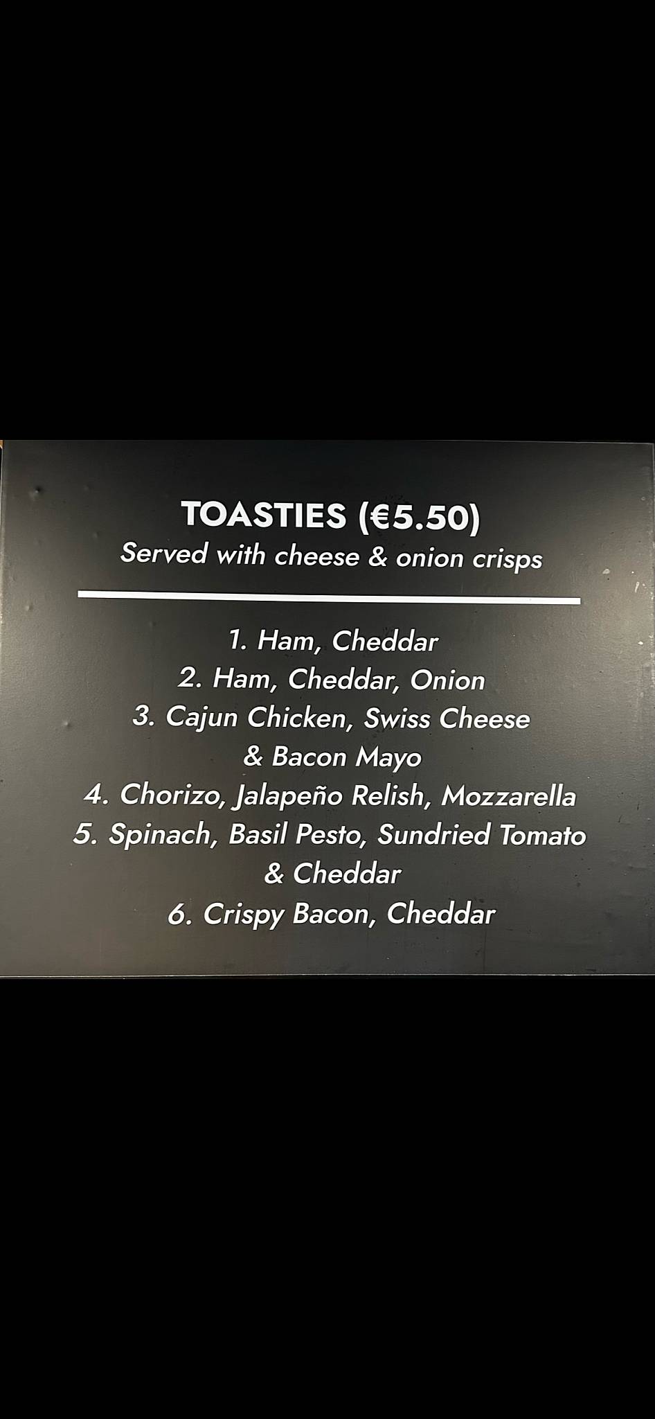 Menu at The Coffee Box, Drogheda