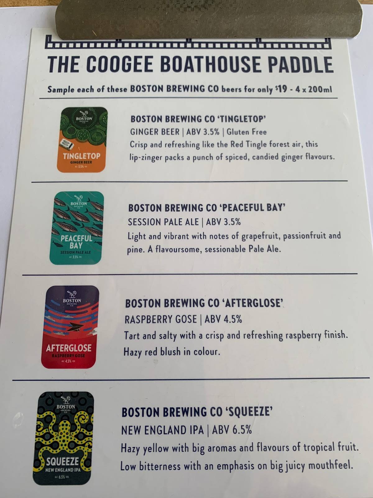 Menu at The Coogee Boathouse Eats & Sips pub & bar, North Coogee