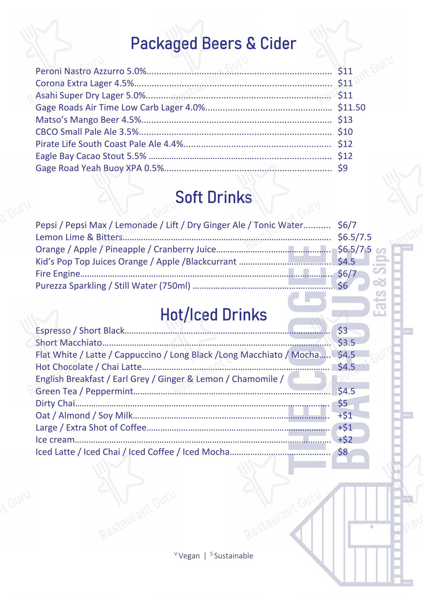 Menu at The Coogee Boathouse Eats & Sips pub & bar, North Coogee