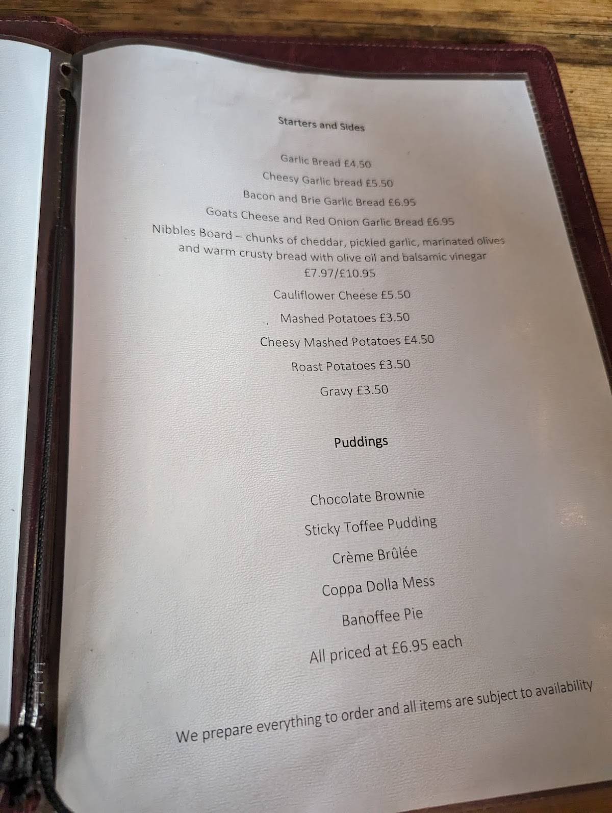Menu at The Coppa Dolla Inn pub & bar, Broadhempston