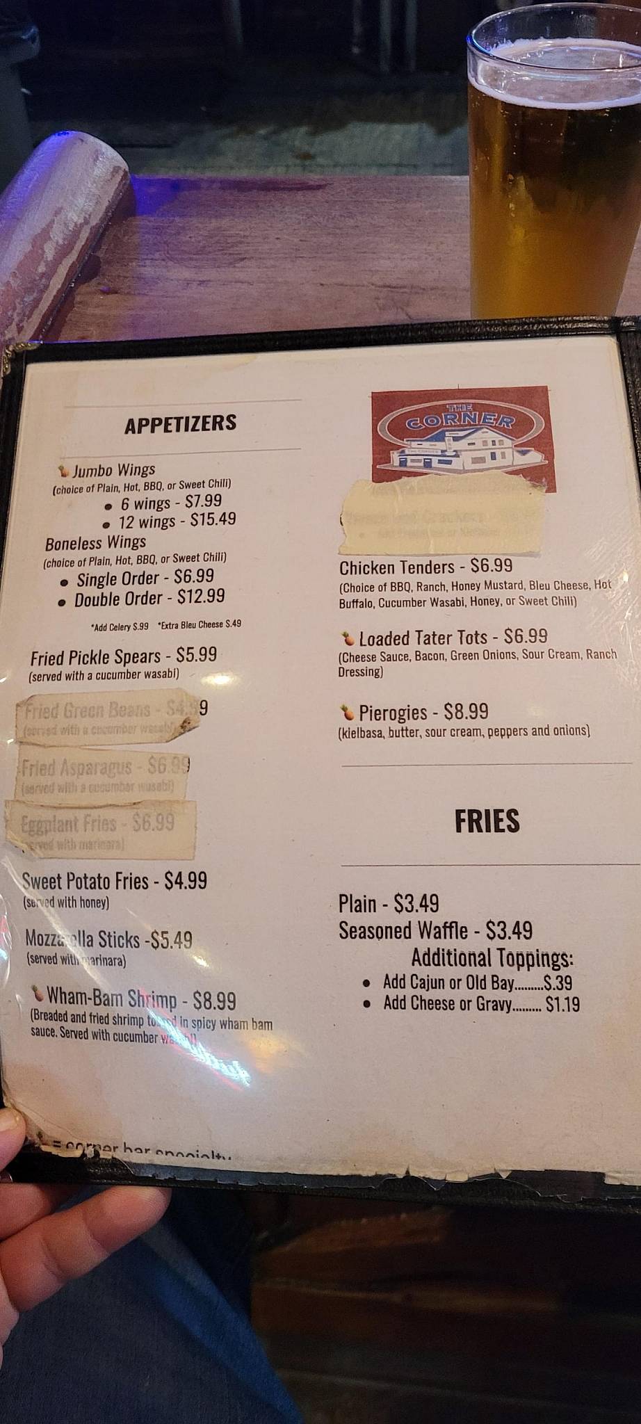 Menu at The Corner Bar, Pilesgrove, US-40