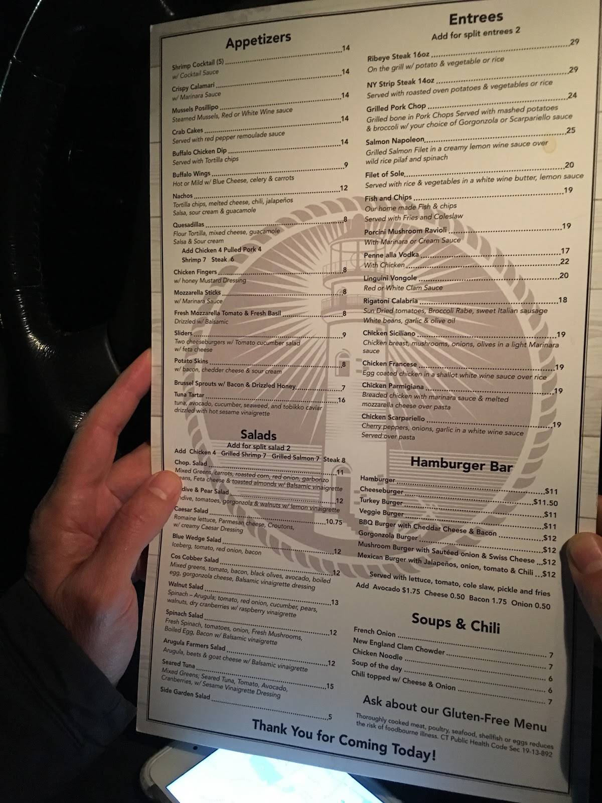 Menu at The Cos Cobber restaurant, Greenwich