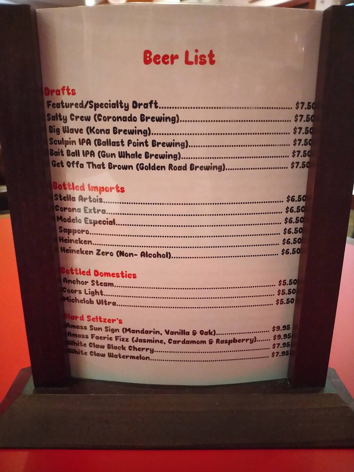 Menu at The Crab Cooker restaurant, Newport Beach, Newport Blvd