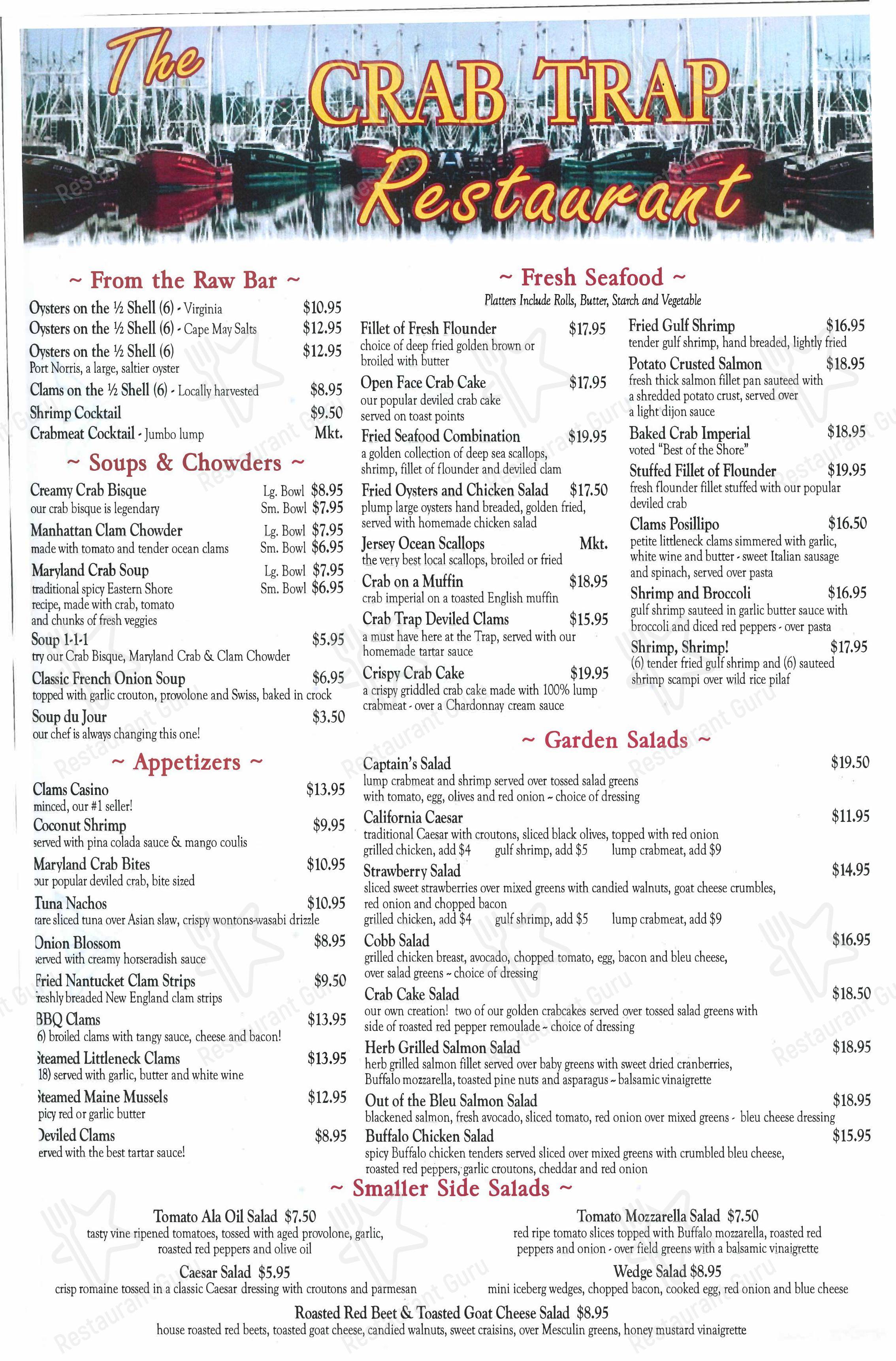 Menu at The Crab Trap pub & bar, Somers Point