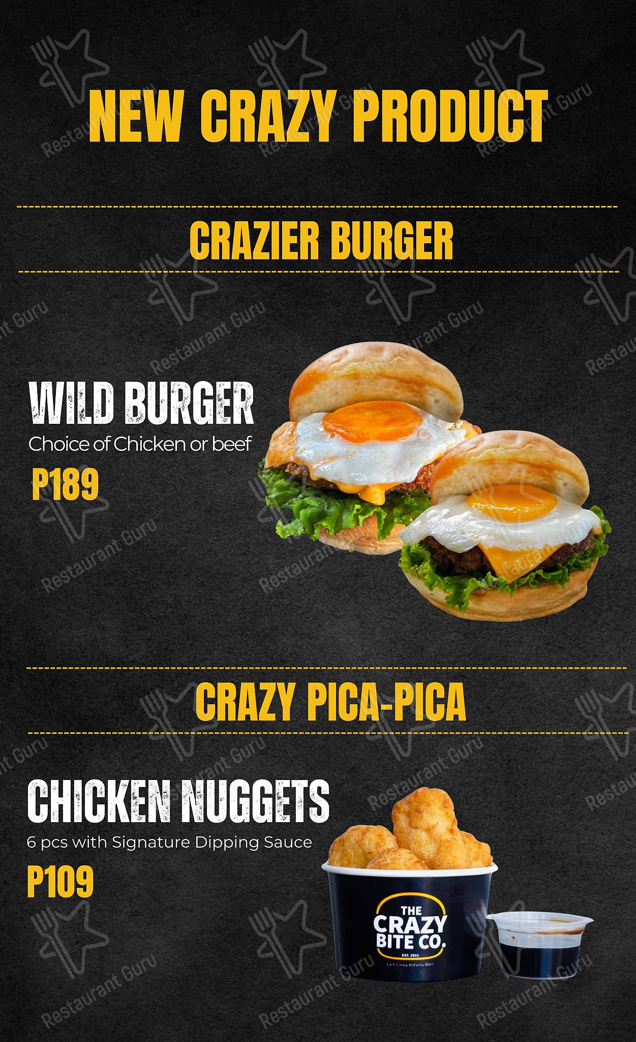 Menu at The Crazy Bite Co. Sky Cafe, Davao City