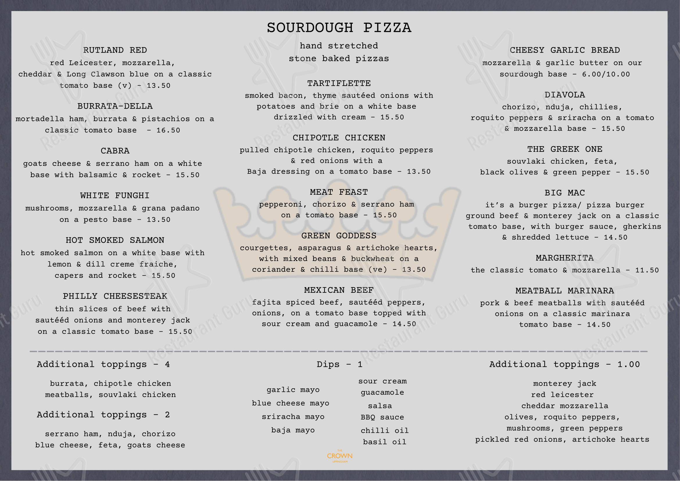 Menu at The Crown pub & bar, Uppingham