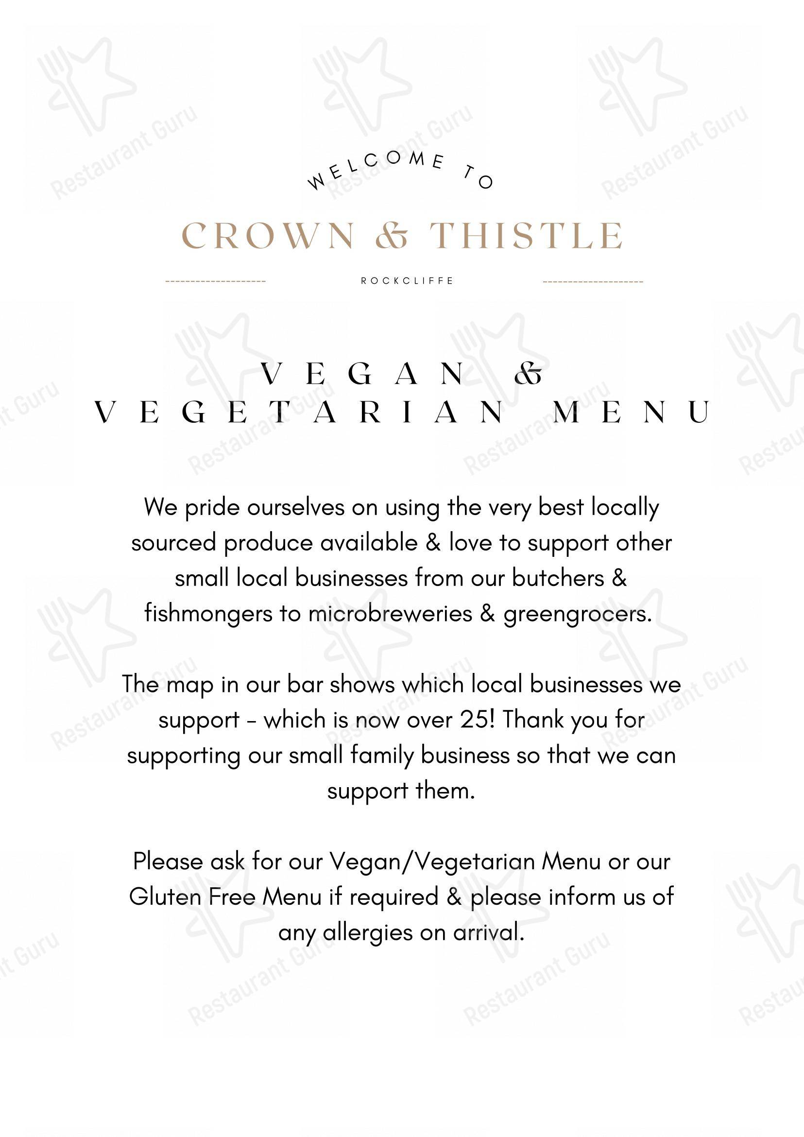 Menu at The Crown & Thistle pub & bar, Carlisle, Rockliffe