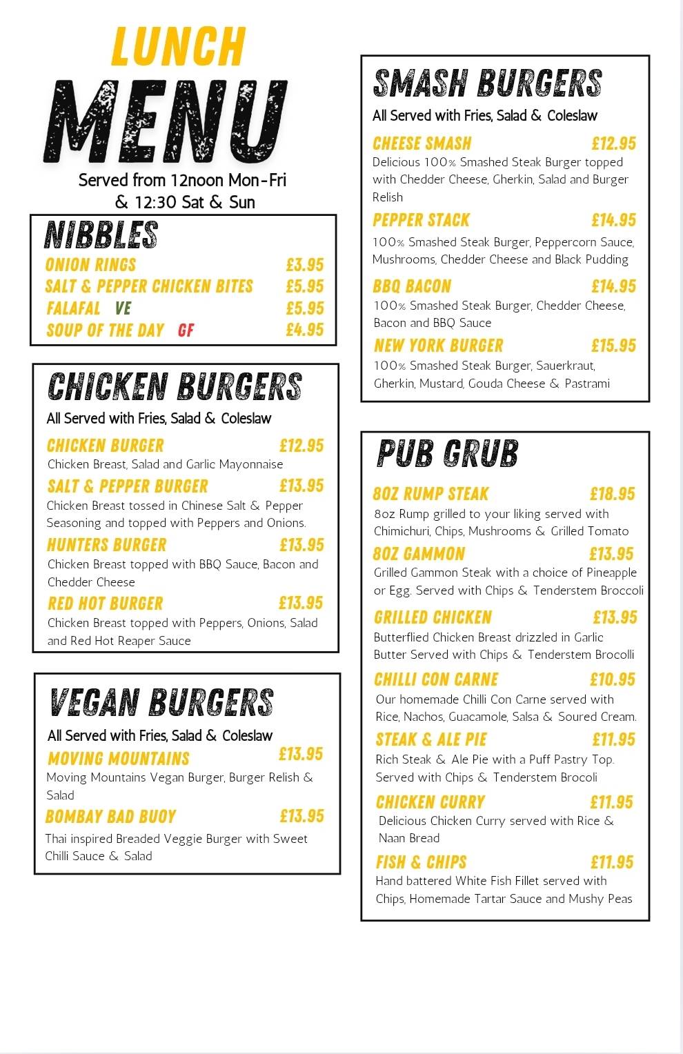 Menu at The Dam Bar & Grill, St Helens, The Dam Bar & Grill
