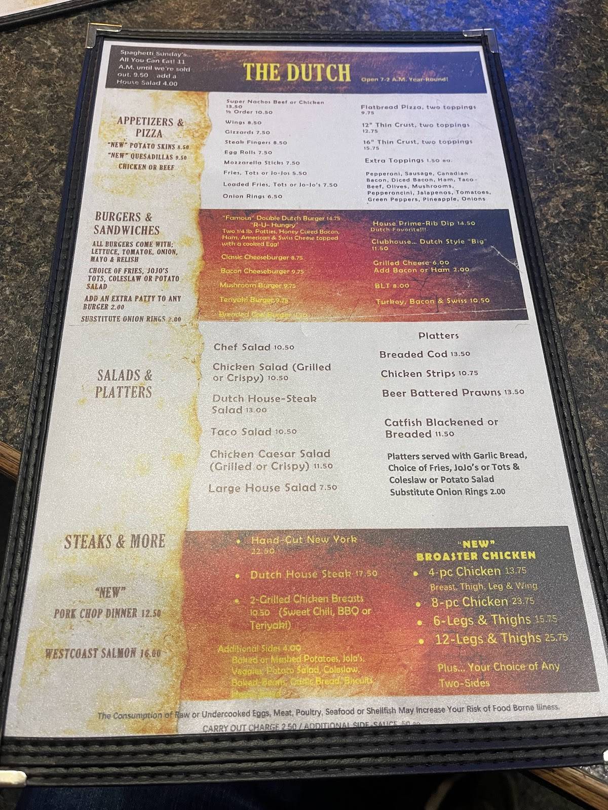 Menu at The Dutch pub & bar, Yakima