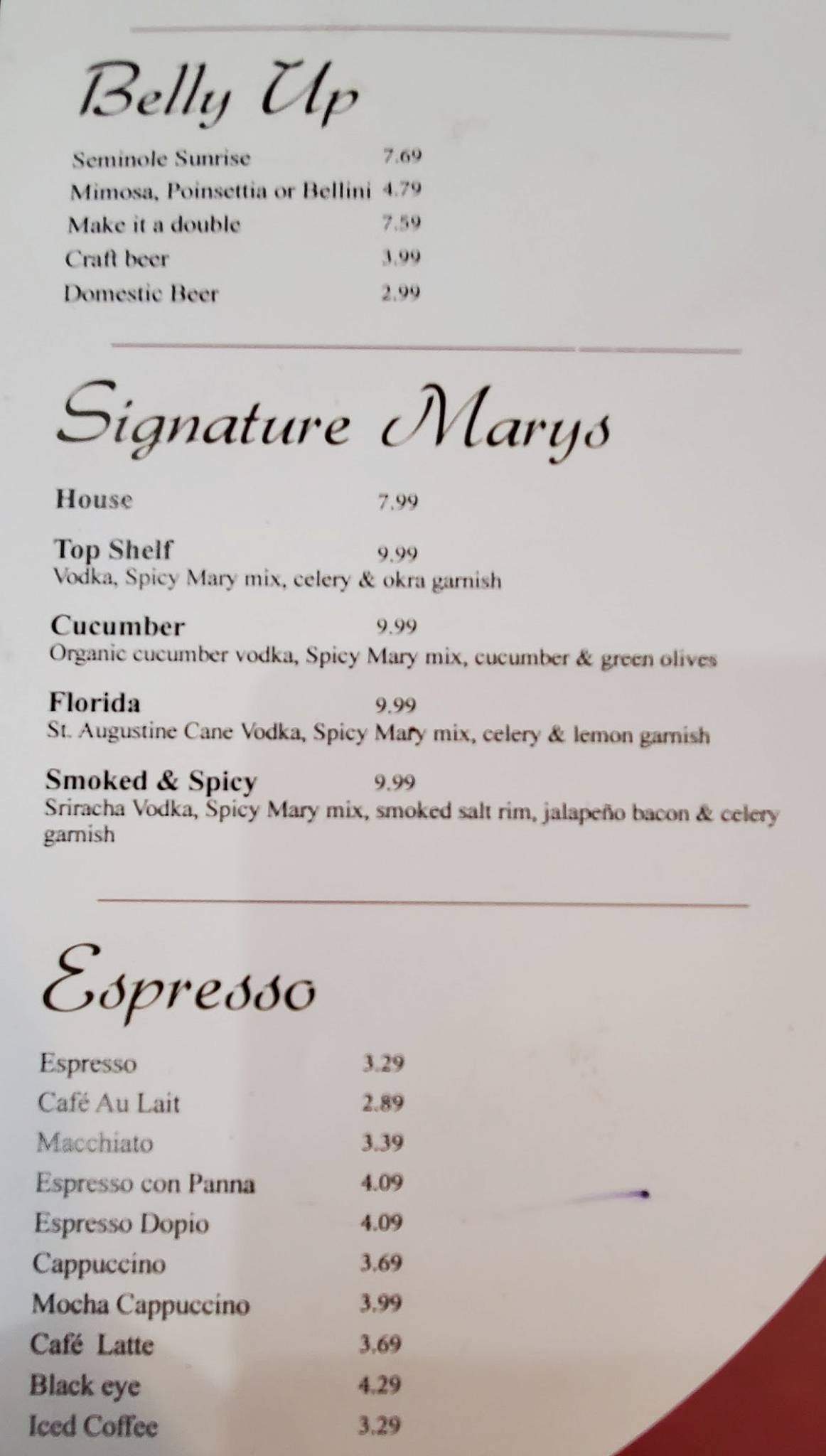 Menu at The Egg Cafe & Eatery, Tallahassee, Austin Davis Ave