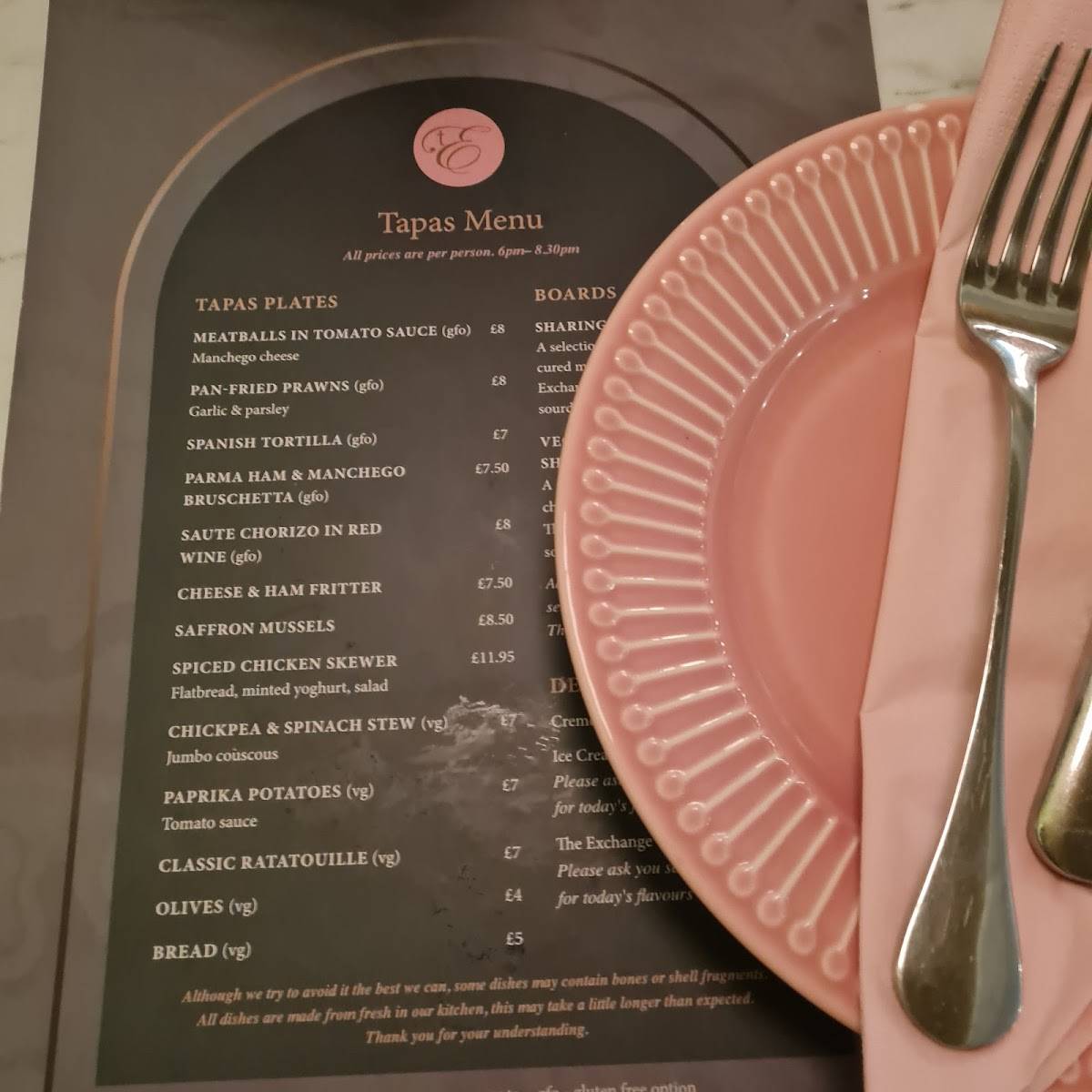 Menu at The Exchange pub & bar, Romsey