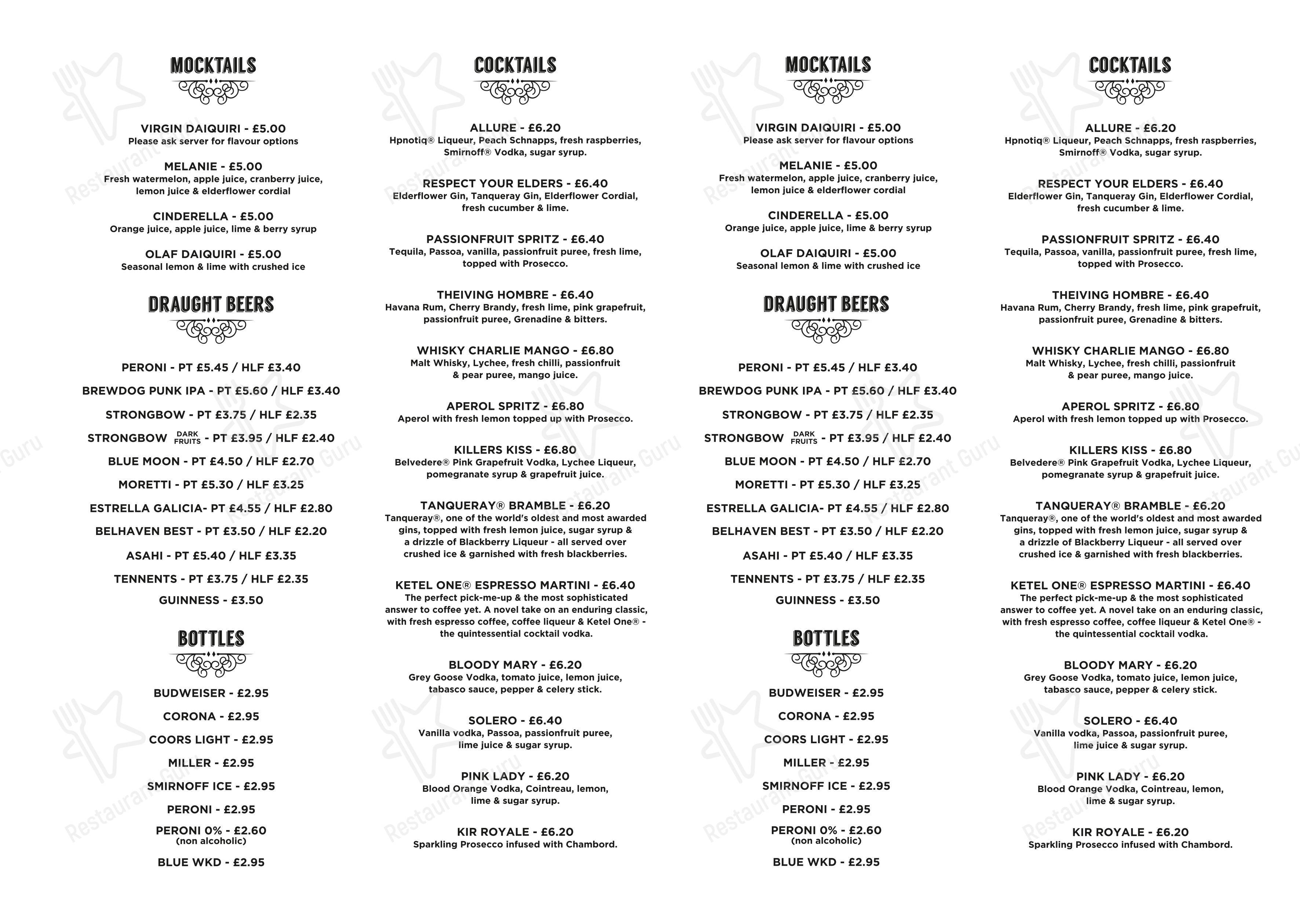 Menu at The Exchange pub & bar, Greenock