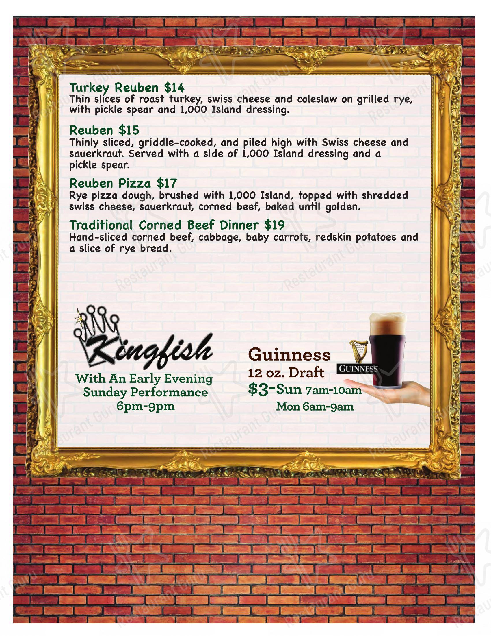 Menu at The Fairview Tavern pub & bar, Cleveland, Lorain Rd