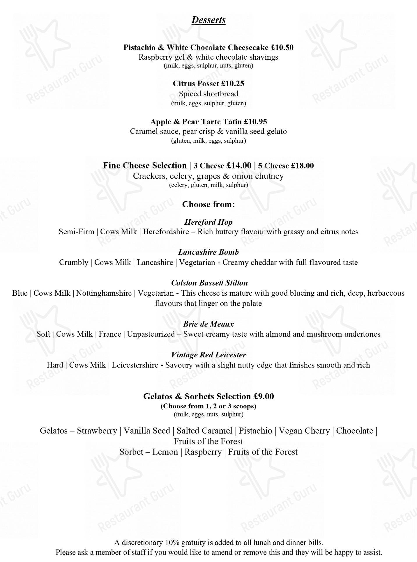 Menu at The Falcon Hotel pub & bar, Uppingham