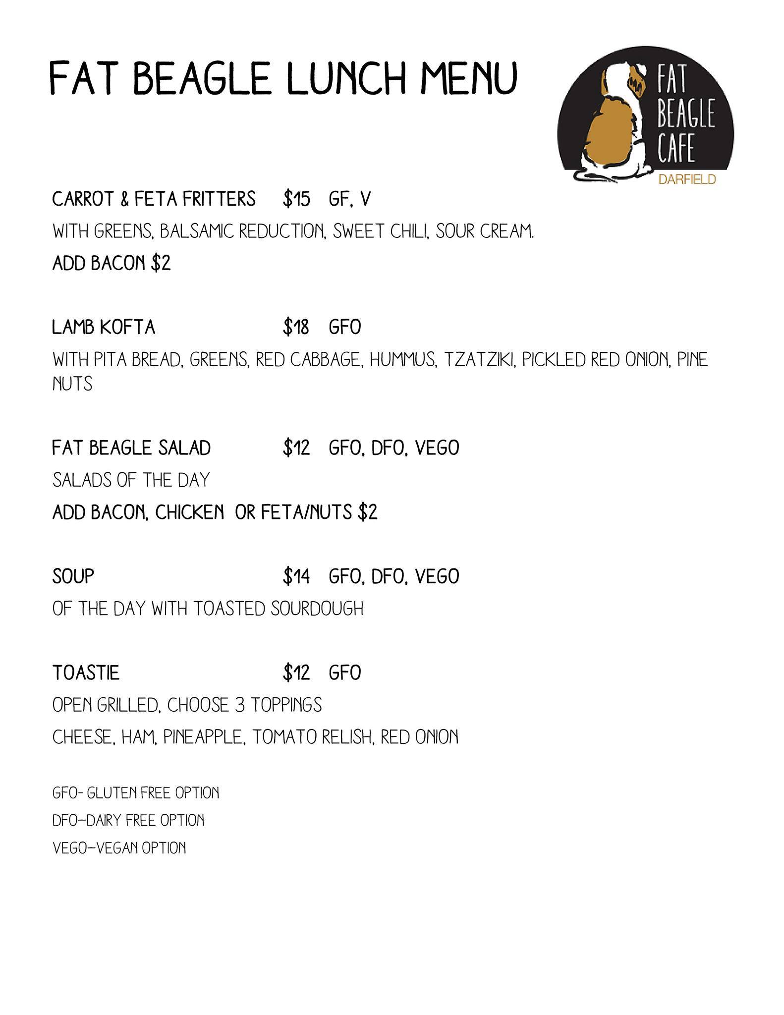 Menu at Dalethorpe House Cafe & Store, Darfield