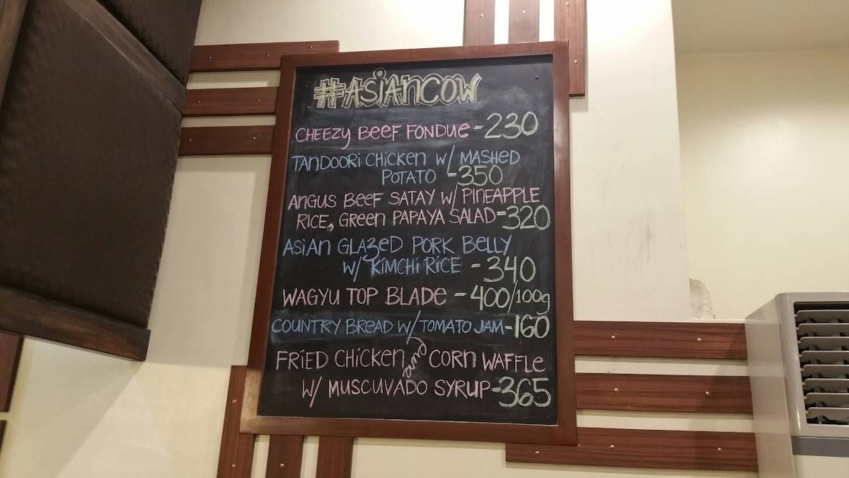Menu at The Fat Cow restaurant, Davao City
