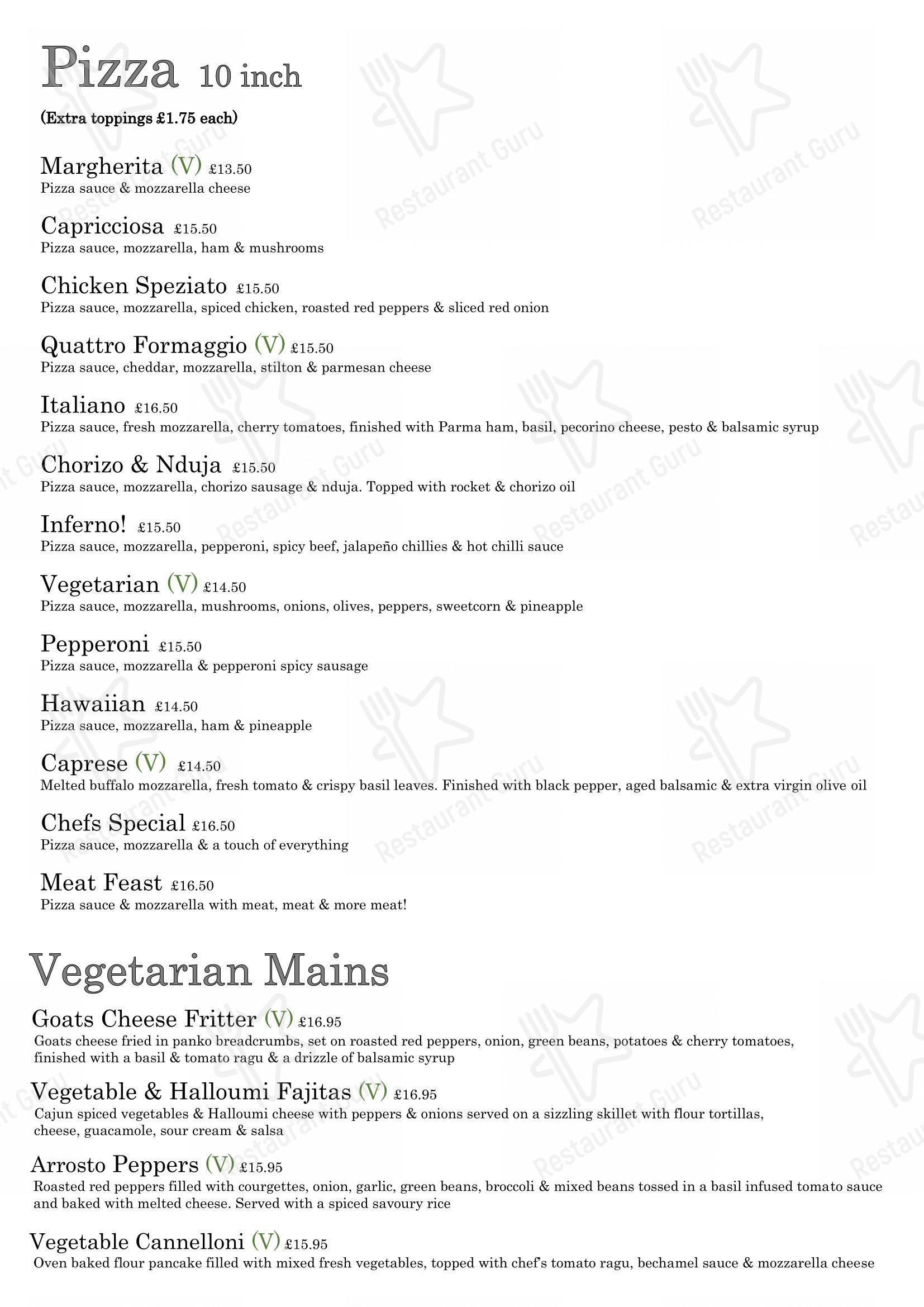 Menu at The Fat Italian Ormskirk restaurant, Ormskirk, 47-49 Derby St