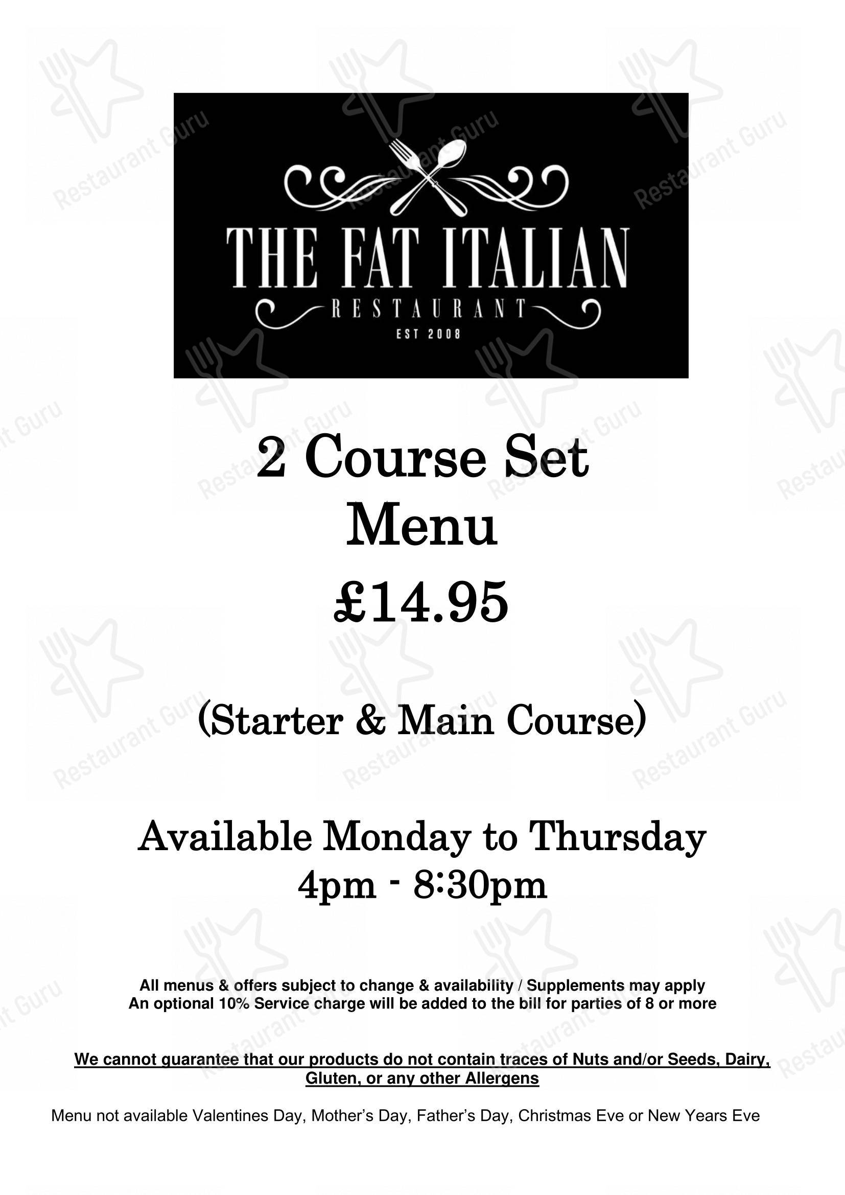 Menu at The Fat Italian Ormskirk restaurant, Ormskirk, 47-49 Derby St