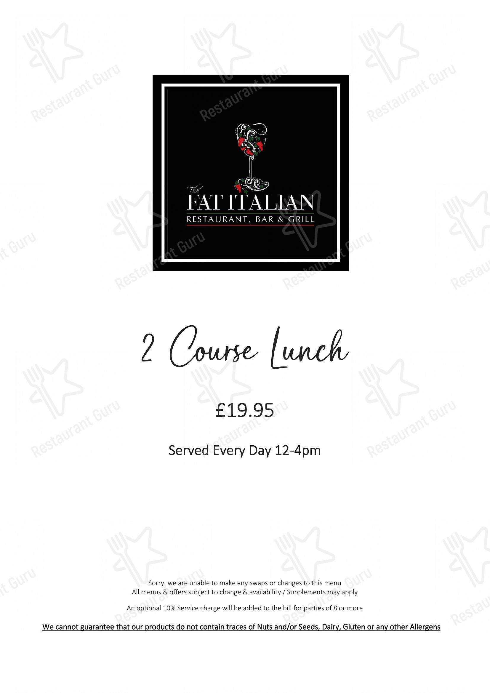 Menu at The Fat Italian Ormskirk restaurant, Ormskirk, 47-49 Derby St