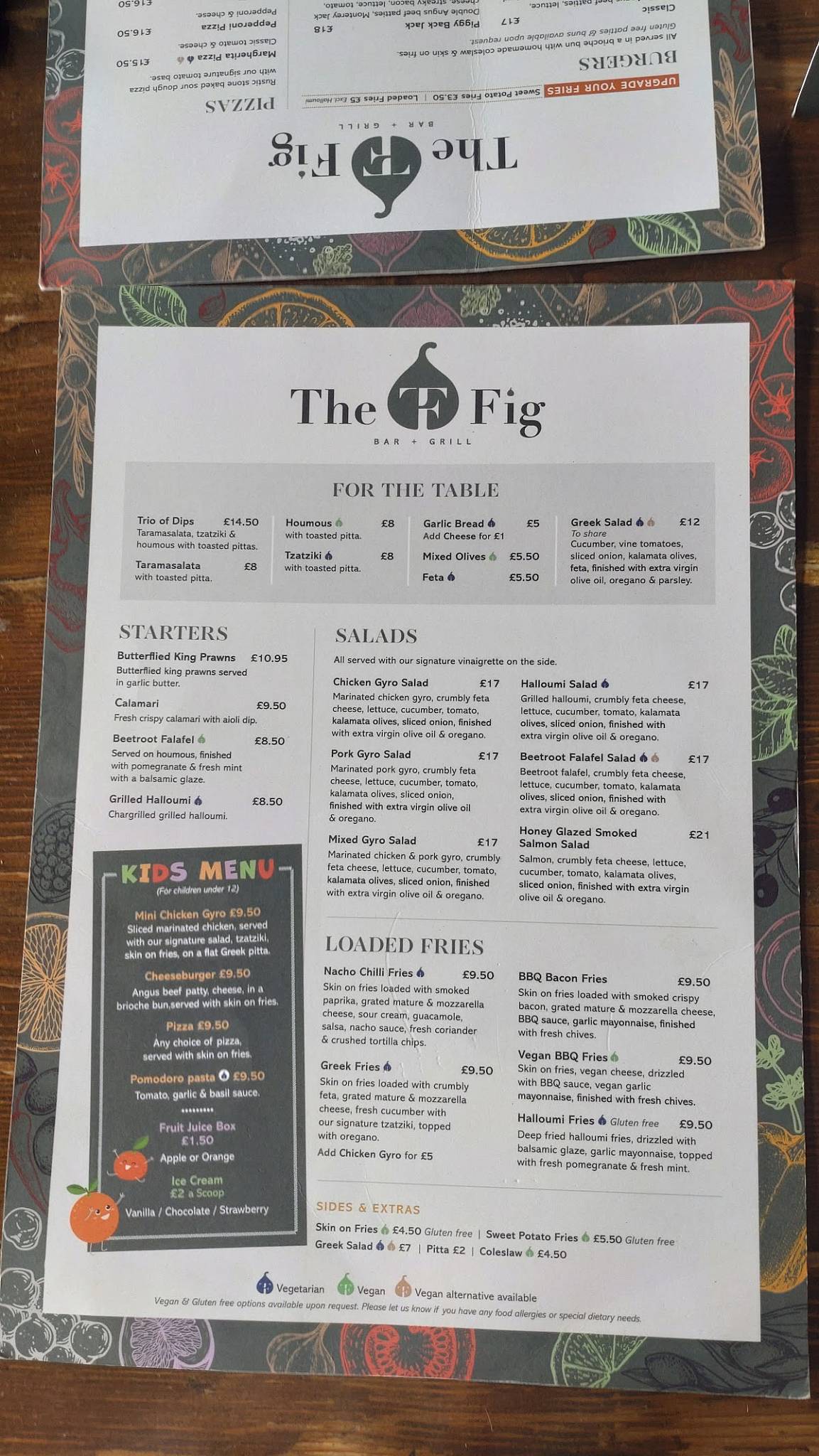 Menu at The Fig Bar & Grill, Great Yarmouth