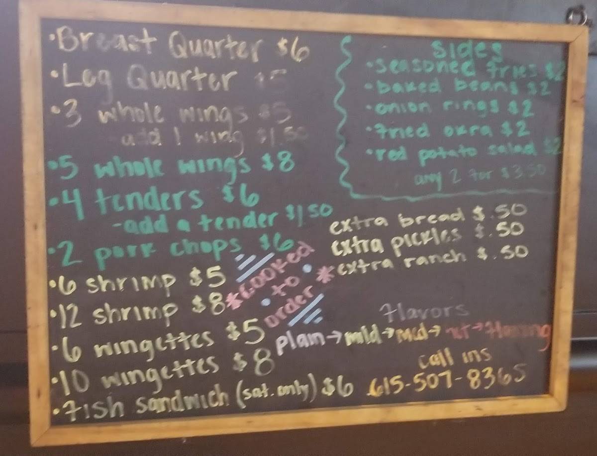 Menu at The Flaming Bird restaurant, Nashville