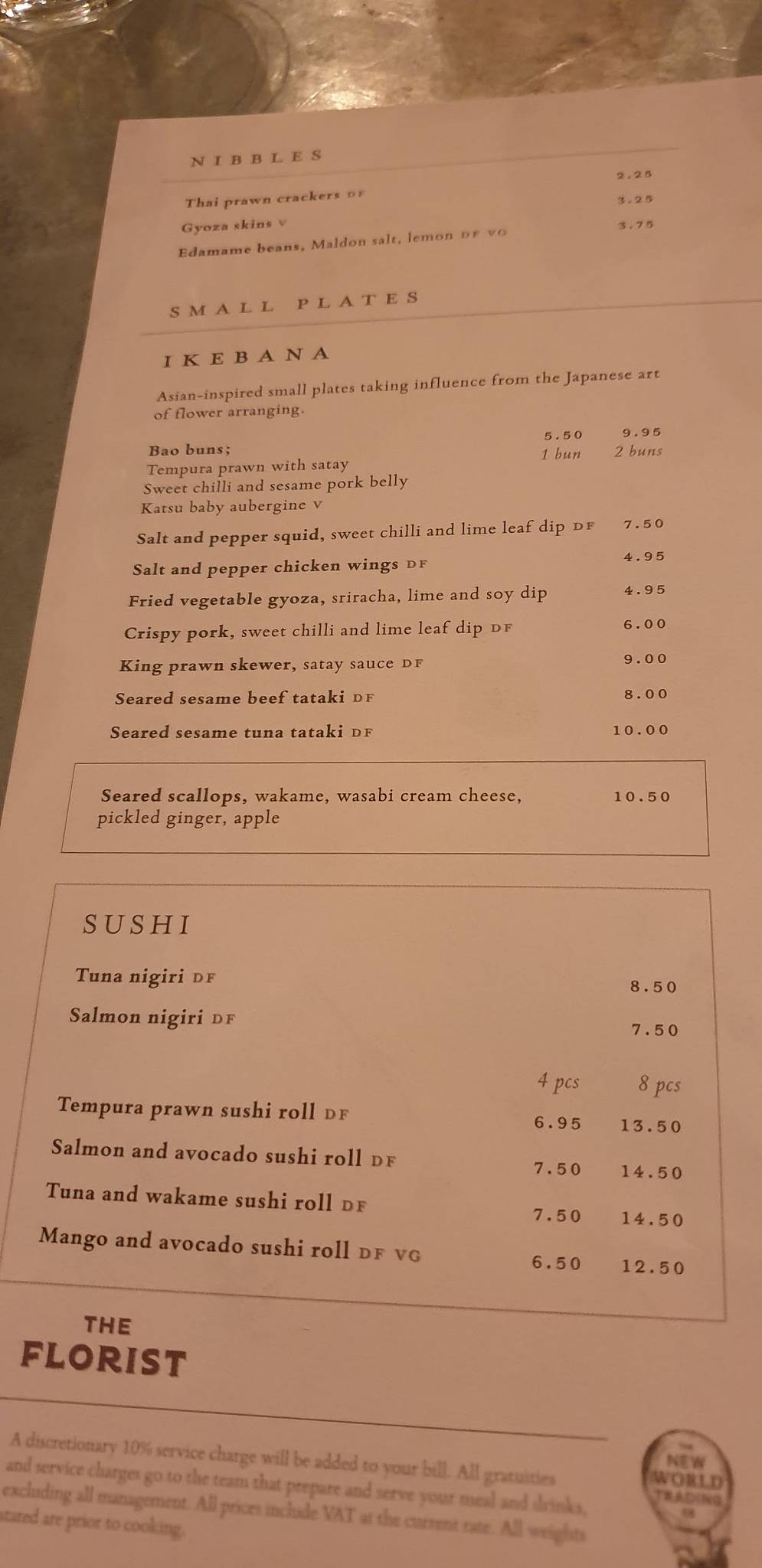 Menu at The Florist - Watford restaurant, Watford
