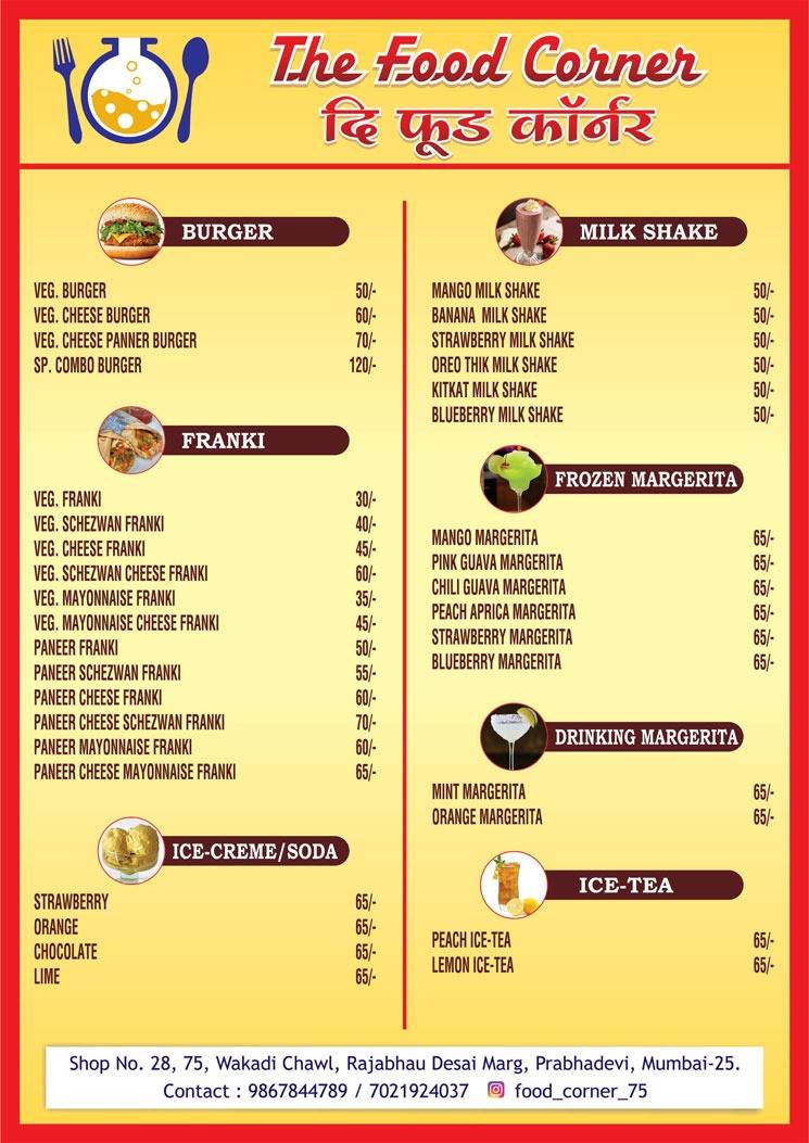 Menu at The Food Corner (TFC), Mumbai