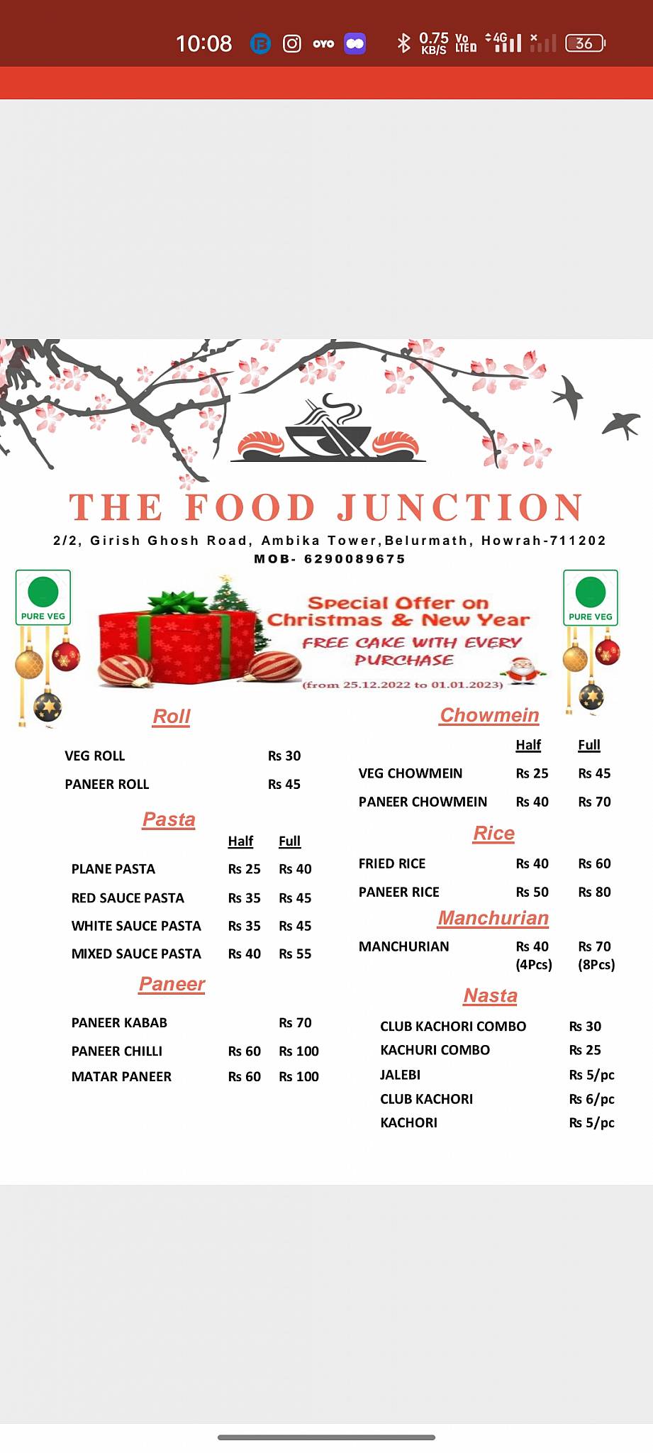 Menu at The Food Junction tatti, Howrah