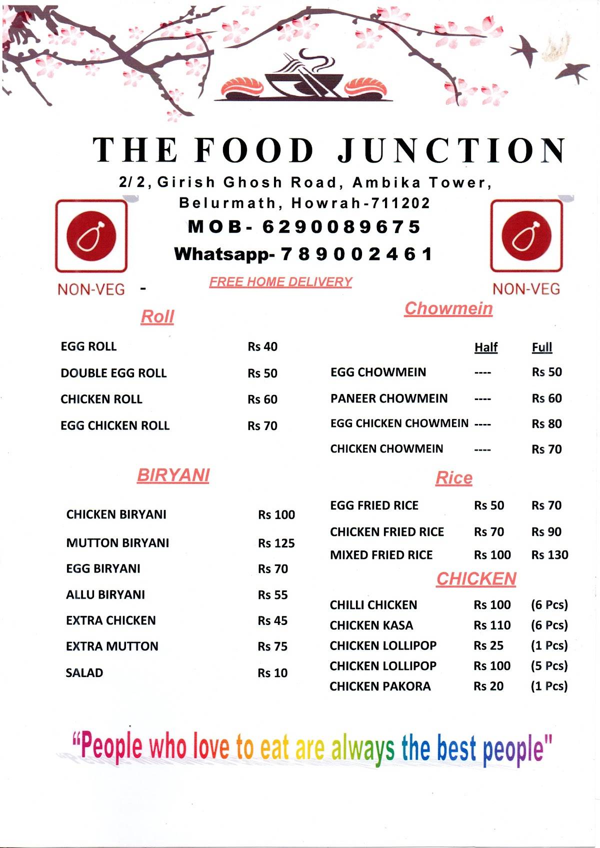 Menu at The Food Junction tatti, Howrah