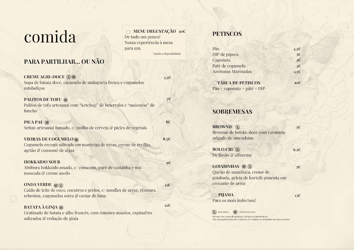 Menu em The Food Temple restaurante, Lisboa