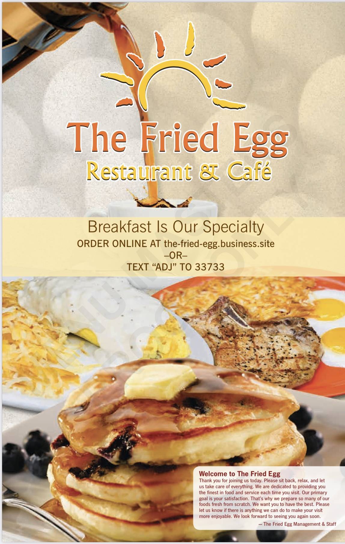 Menu at The Fried Egg restaurant, Wabash