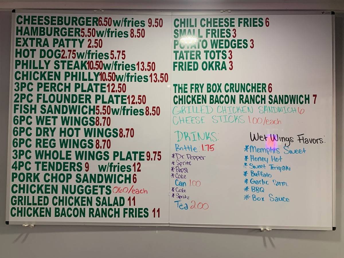 Menu at The Fry Box restaurant, Great Falls