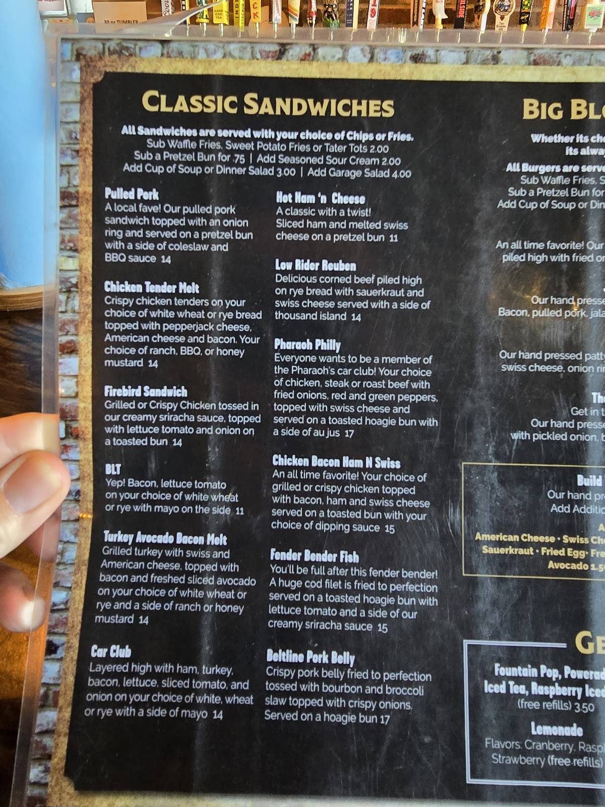 Menu at The Garage pub & bar, Pine City