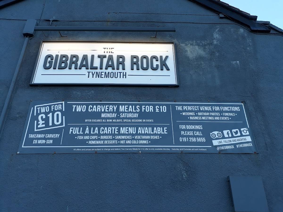 Menu at The Gibraltar Rock restaurant, North Shields