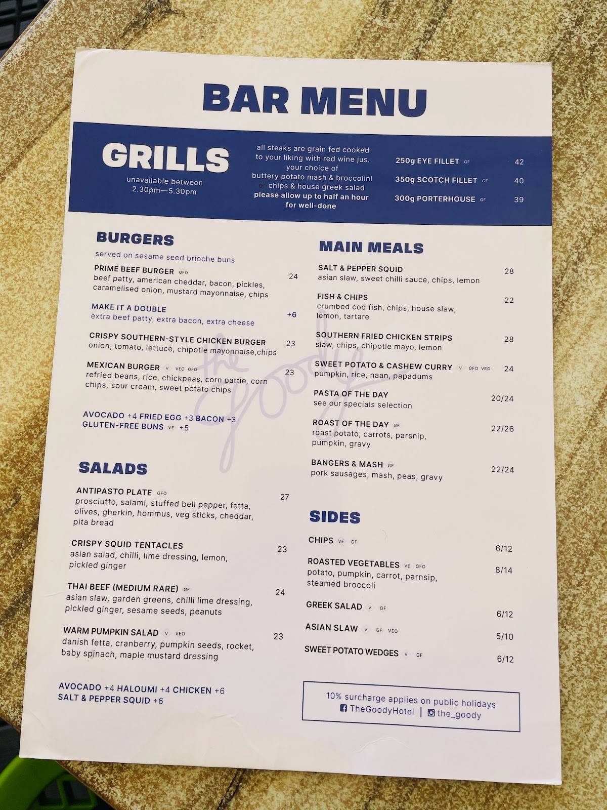Menu at The Goody pub & bar, Goodwood