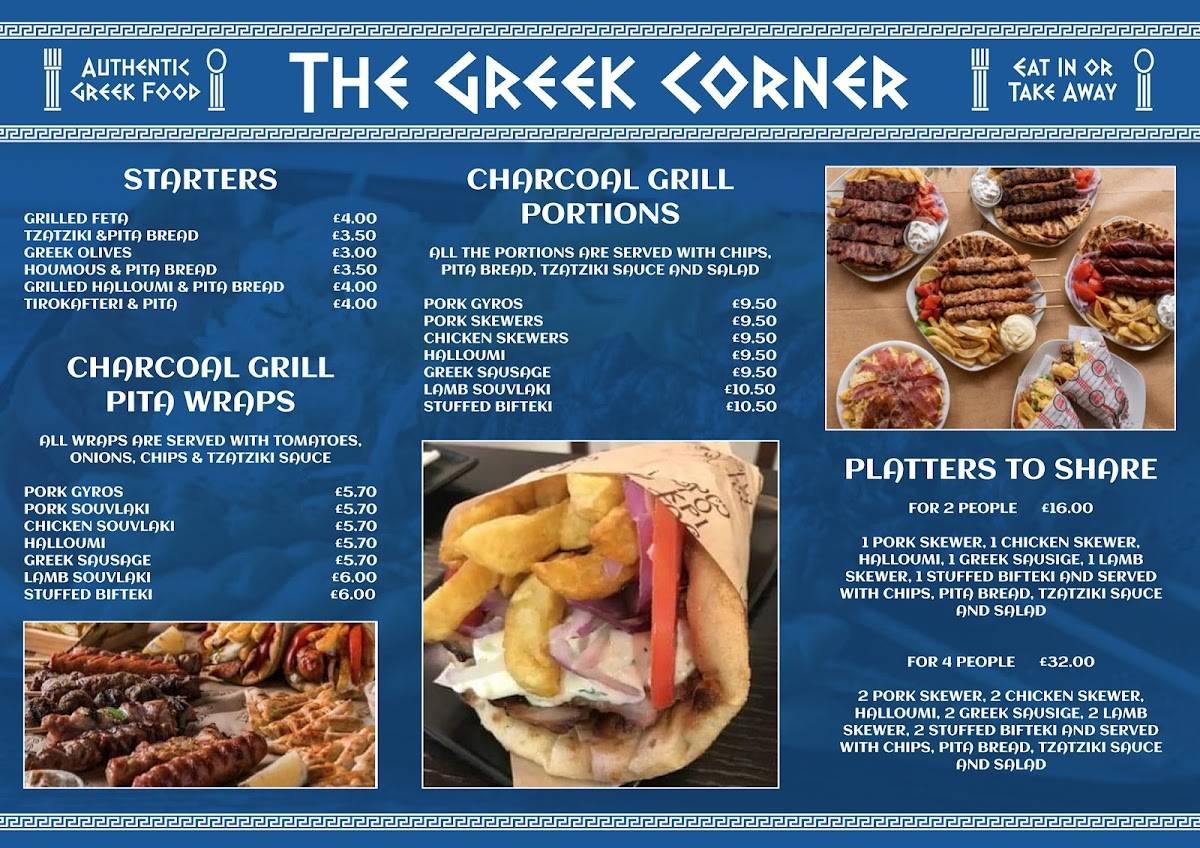 Menu at The Greek Corner restaurant, Farnborough