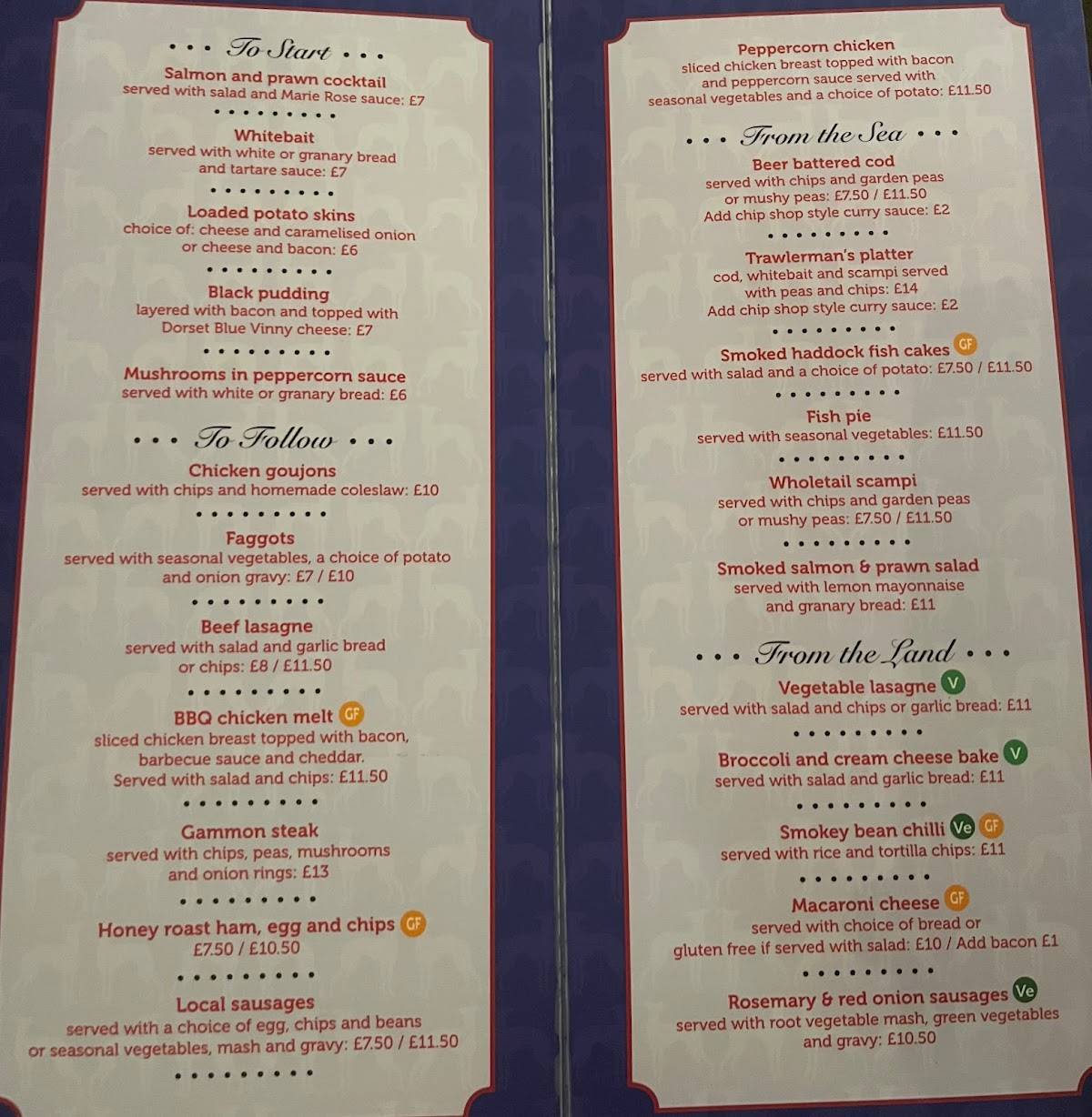 Menu at The Greyhound Inn pub & bar, Beaminster