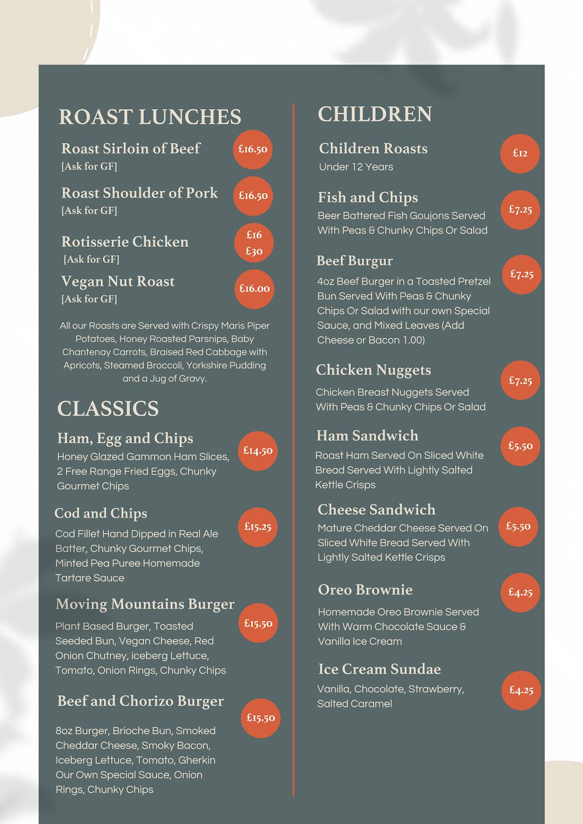 Menu at The Greyhound Inn pub & bar, Corfe Castle