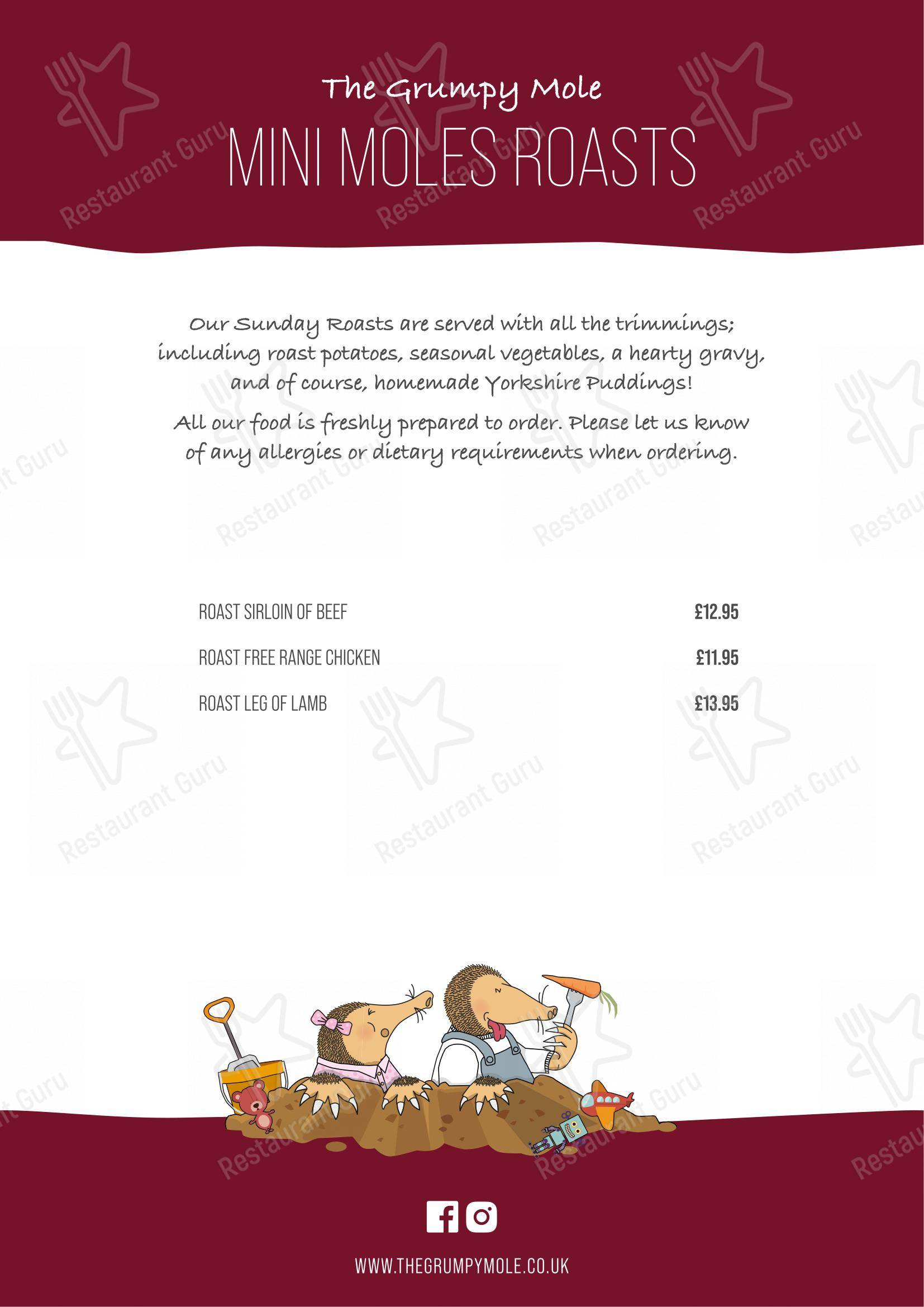 Menu at The Grumpy Mole - Cheam pub & bar, Sutton, Ewell Rd