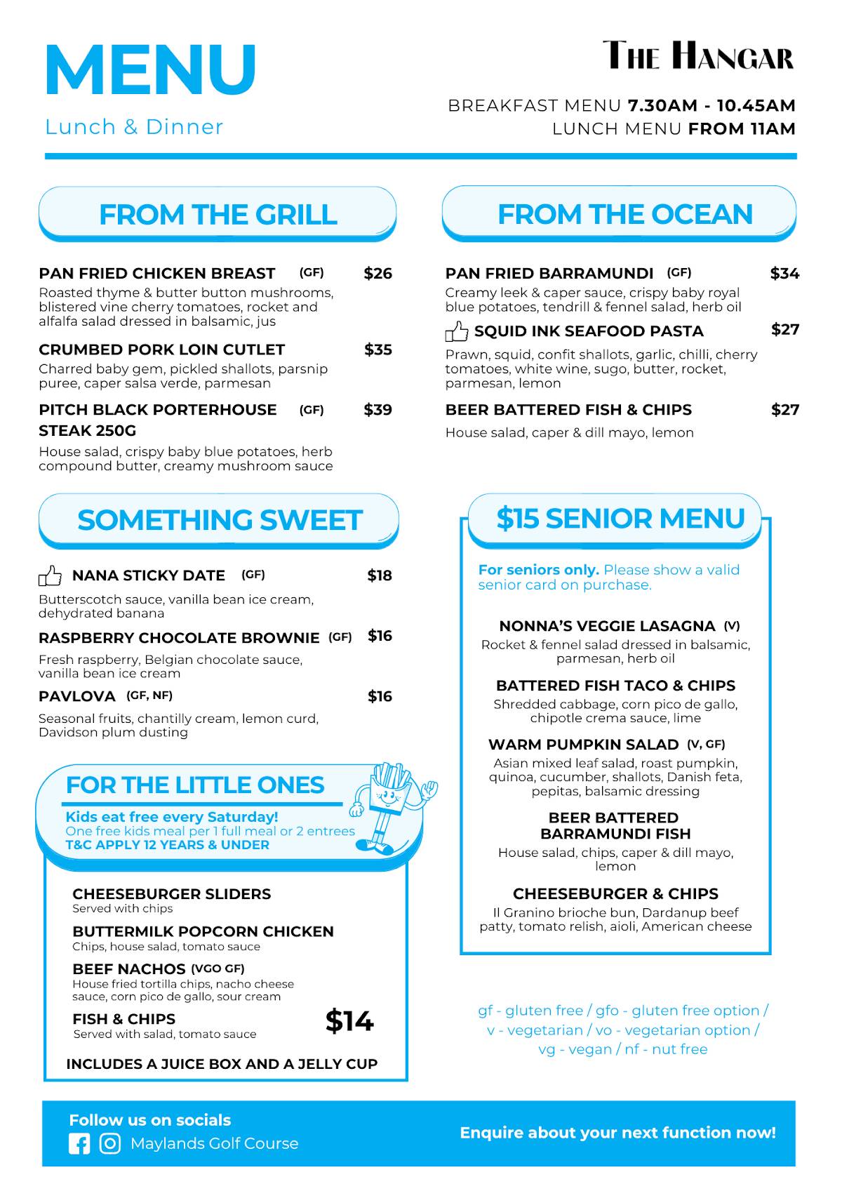 Menu at The Hangar At Maylands restaurant, Maylands