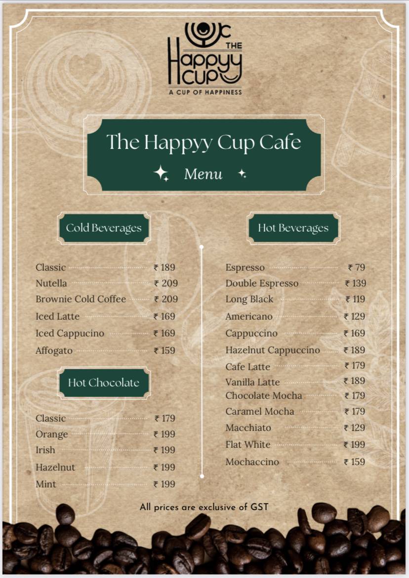 Menu at The Happyy Cup Cafe, Thane, Thane