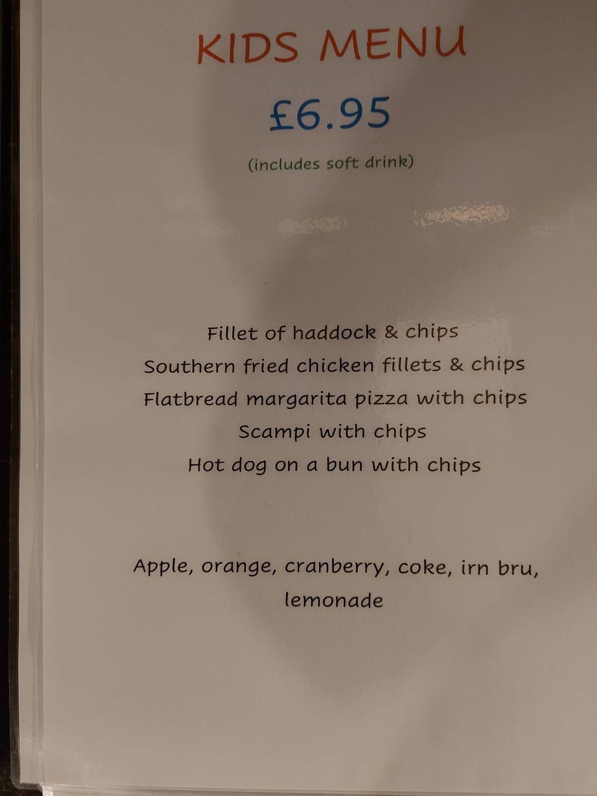 Menu at The Haven Bar & Restaurant, Cellardyke