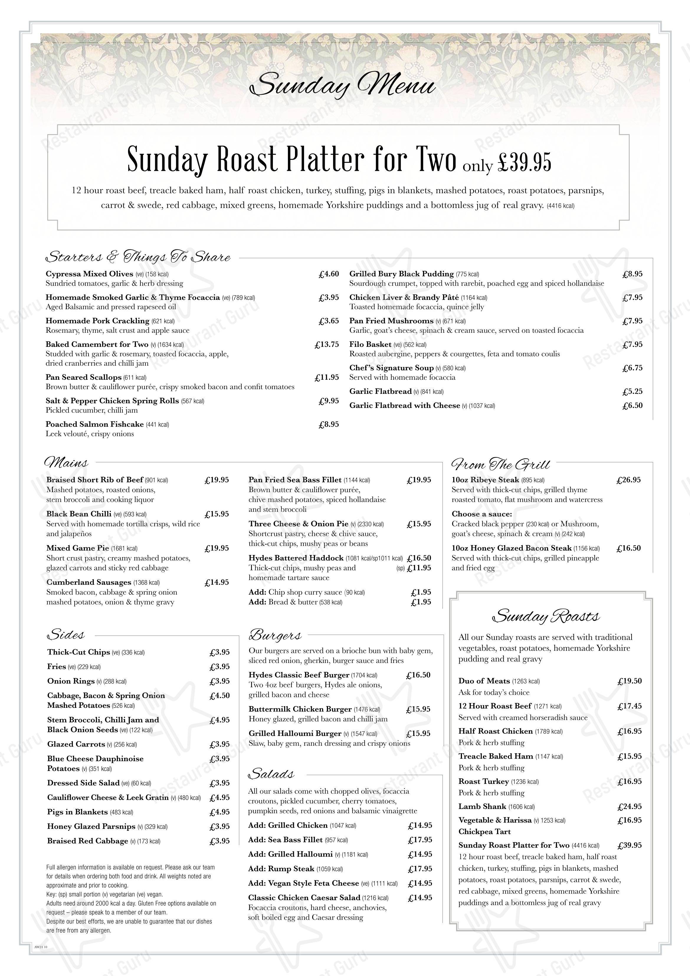 Menu at The Hornsmill pub & bar, Helsby