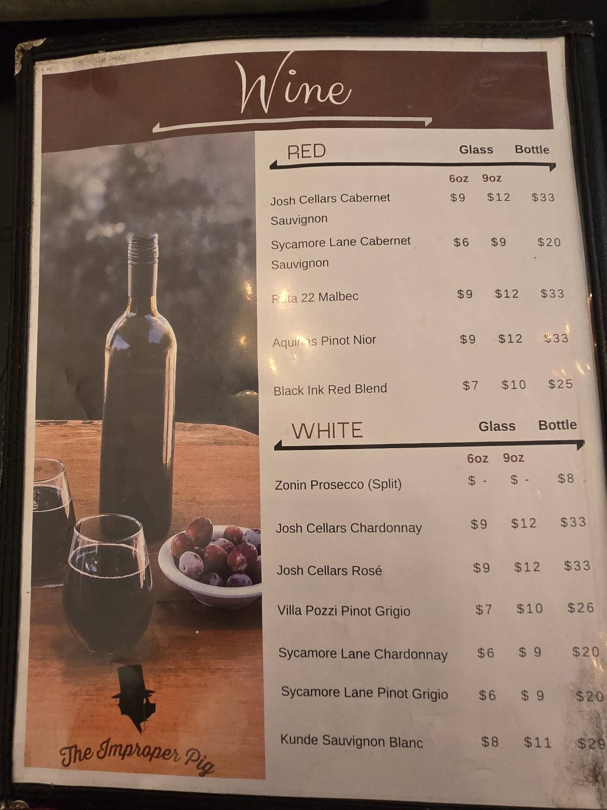 Menu at The Improper Pig @ Fort Mill BBQ, Fort Mill