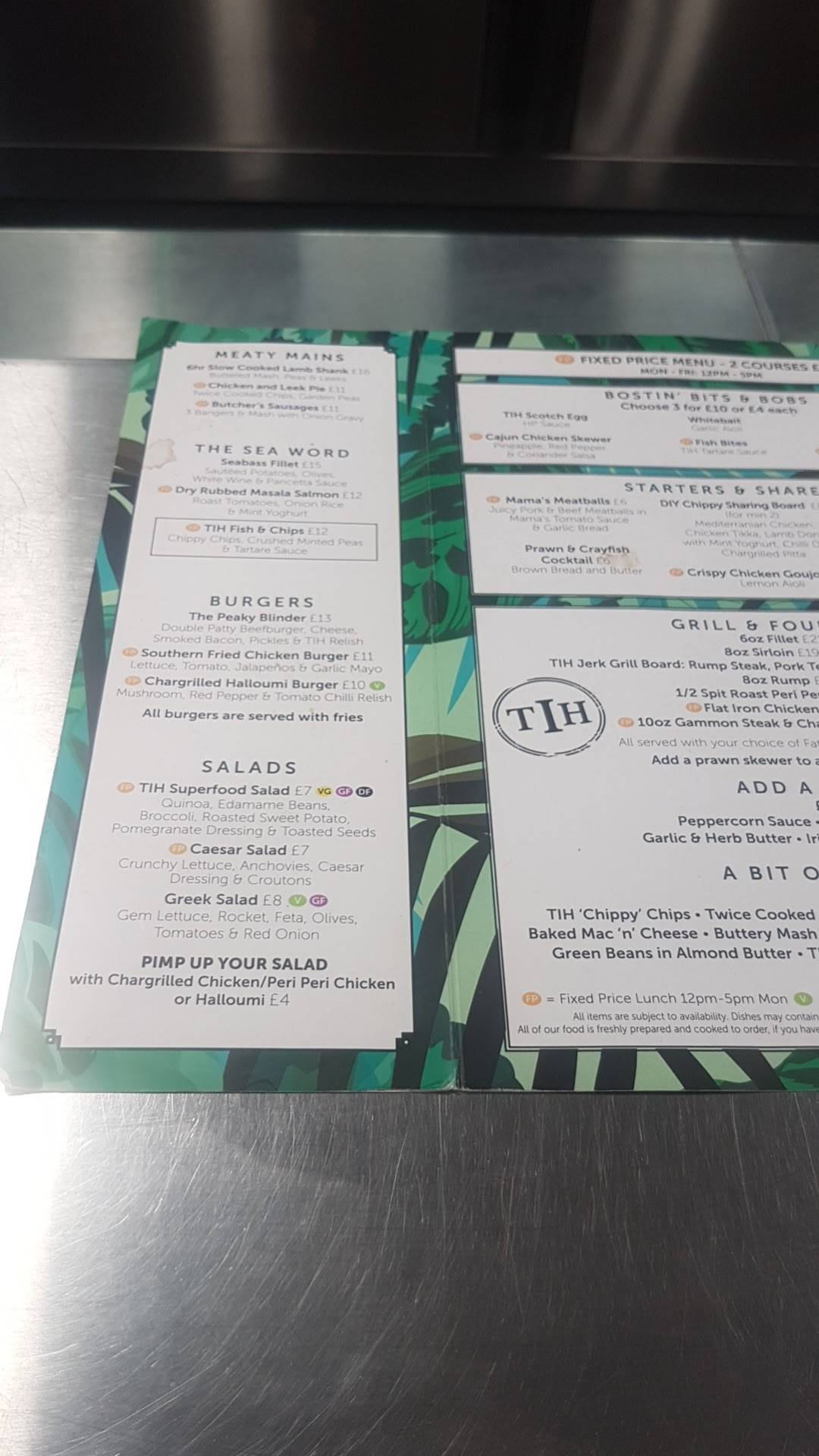 Menu at The Island House - Stafford Road pub & bar, Wolverhampton