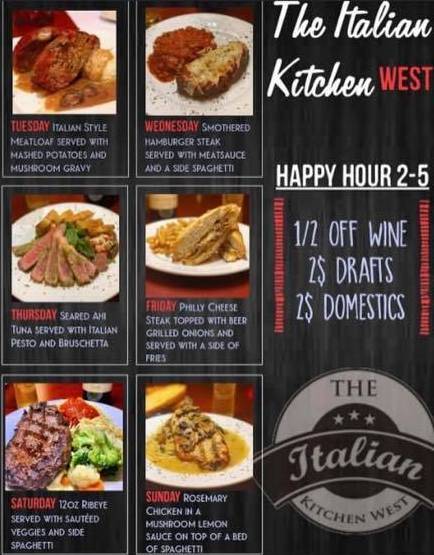 Menu at The Italian Kitchen West restaurant, El Paso