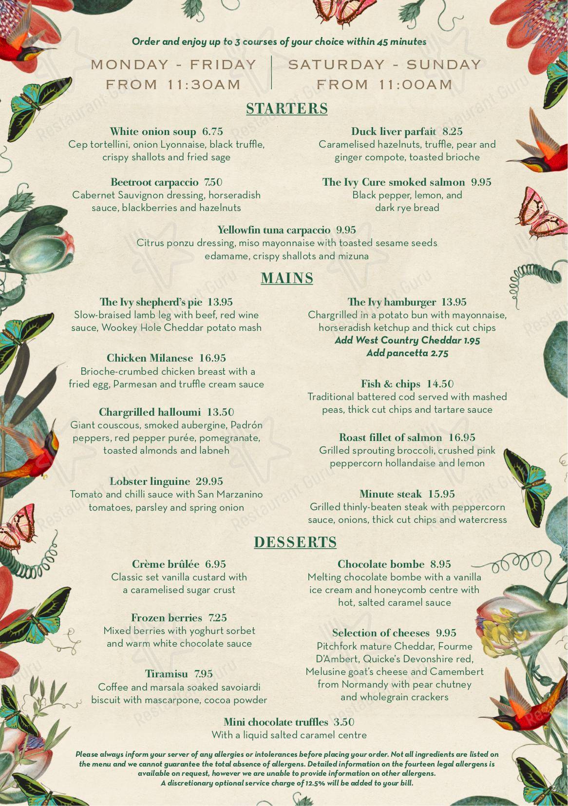 Menu at The Ivy St Albans Brasserie restaurant, St Albans