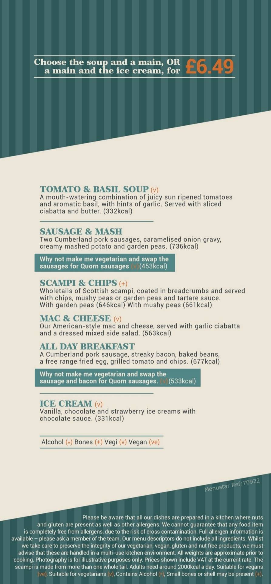 Menu at The John Gregory pub & bar, Weymouth, 113 Radipole Ln