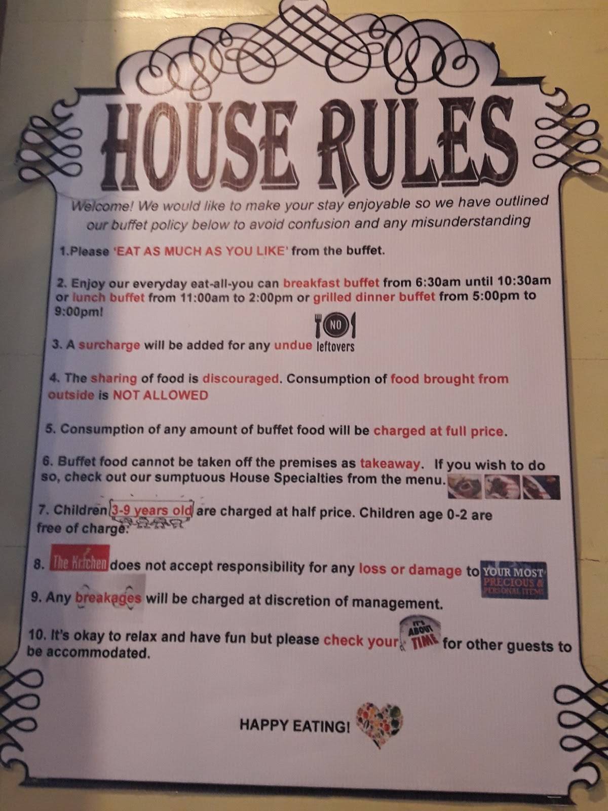 Menu at The Kitchen restaurant, Baguio