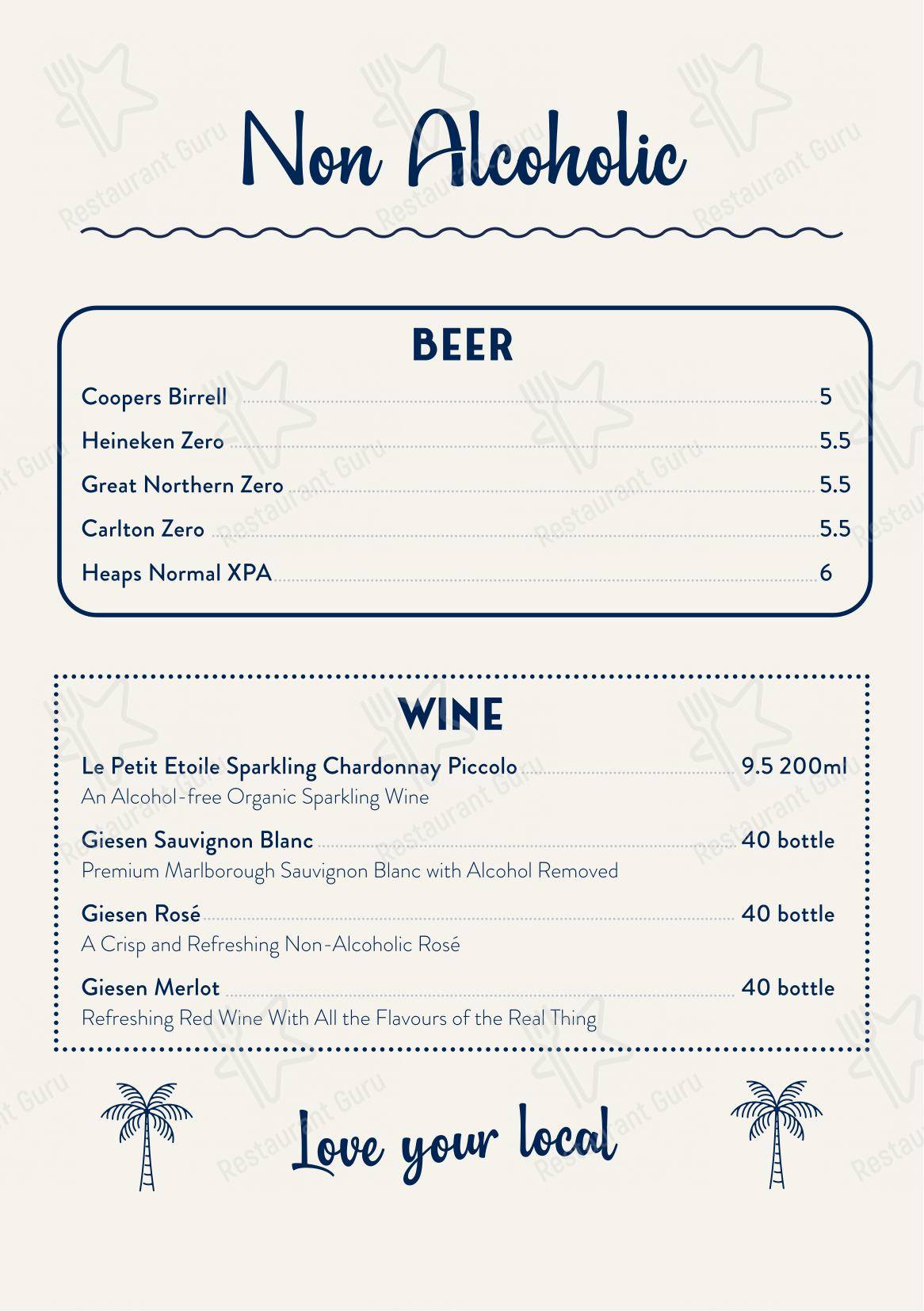 Menu at The Lakes Hotel pub & bar, The Entrance